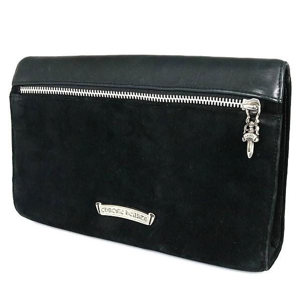 CHROME HEARTS 銀座店 クロムハーツ フレアニー スエード クラッチバッグ レザー メンズ シルバー SV925 黒 97016 ...