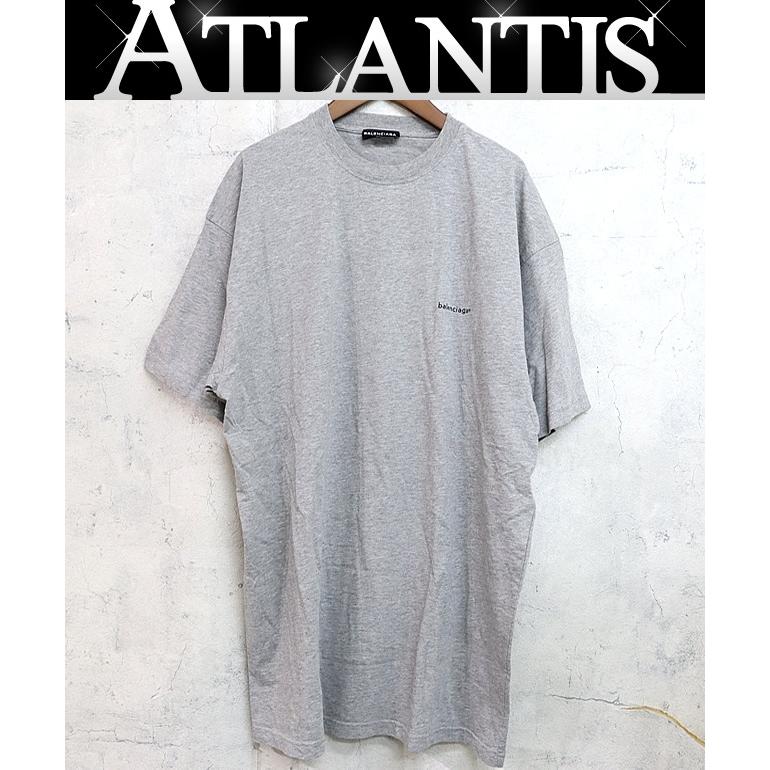 BALENCIAGA 銀座店 バレンシアガ SALE ワンポイント ロゴ プリント Tシャツ 半袖 ユニセックス size:M グレー ...