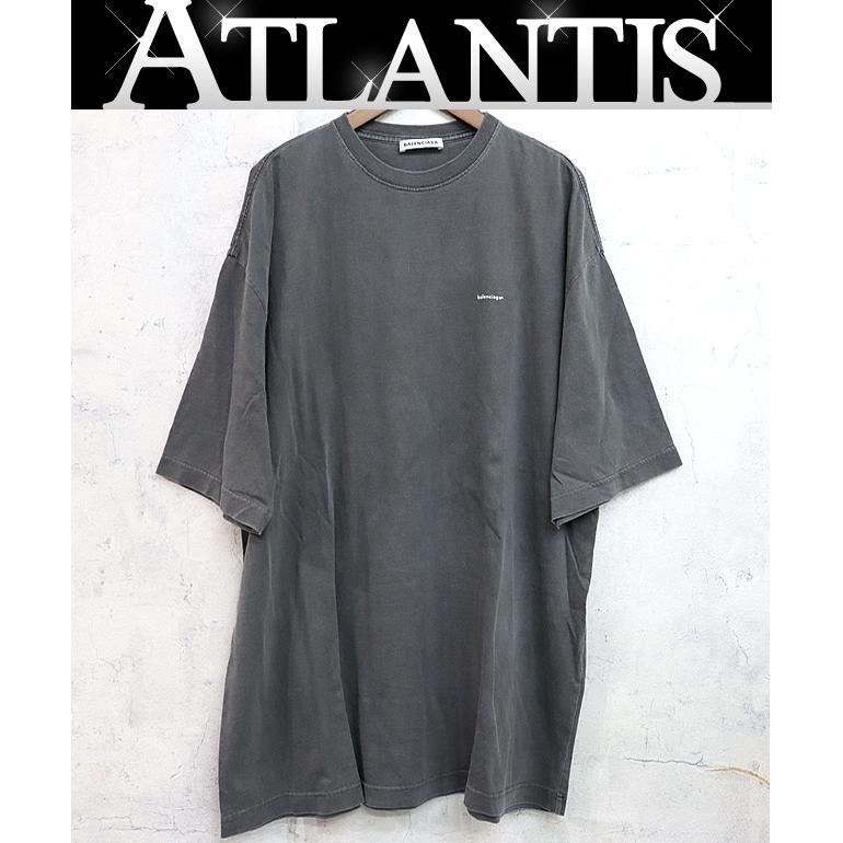 BALENCIAGA 銀座店 バレンシアガ ワンポイント ロゴ プリント Tシャツ 半袖 ユニセックス size:M ダークグレー 97705 ...