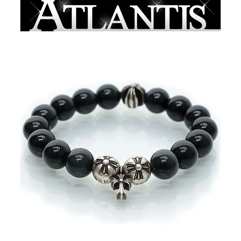 CHROME HEARTS 銀座店 クロムハーツ オニキス スタックCHクロス ビーズブレス 10mm メンズ シルバー SV925 黒 ...