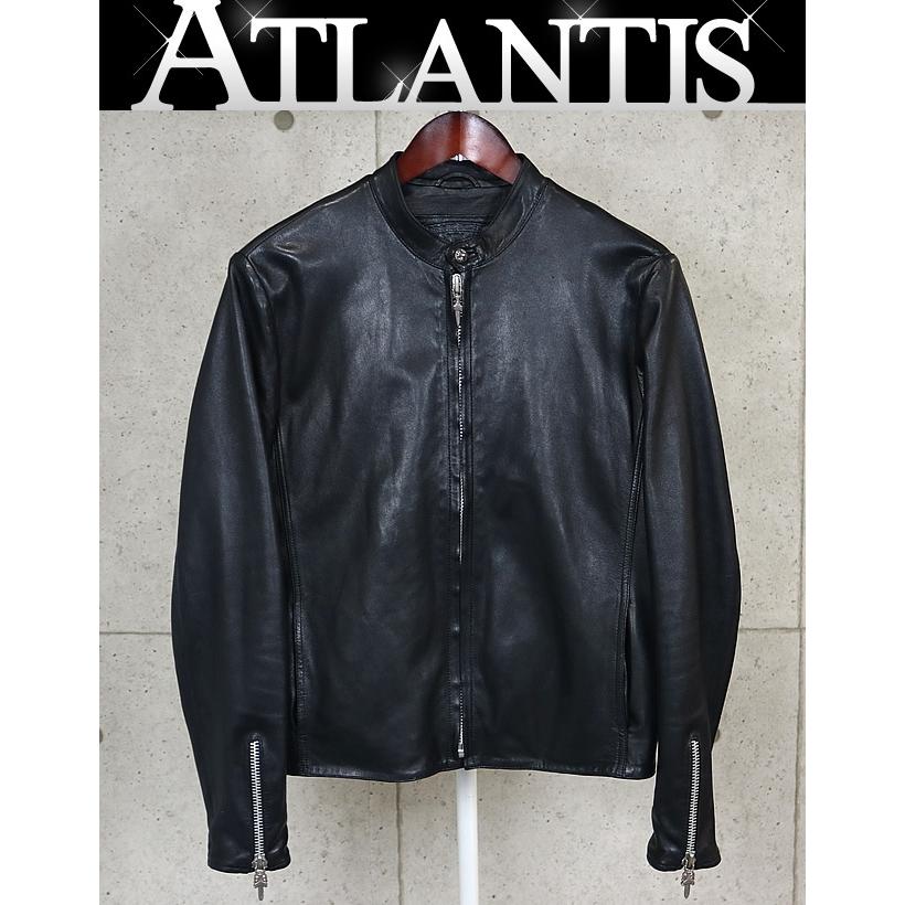 CHROME HEARTS 銀座店 クロムハーツ レーシング2 シングル ライダース ジャケット レザー メンズ シルバー size:S 黒 ...