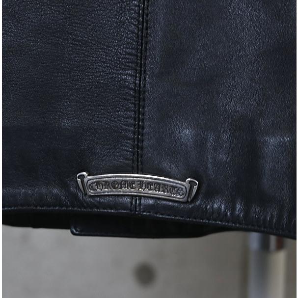 CHROME HEARTS 銀座店 クロムハーツ レーシング2 シングル ライダース ジャケット レザー メンズ シルバー size:S 黒 ...
