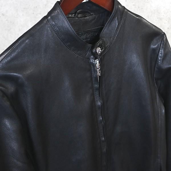 CHROME HEARTS 銀座店 クロムハーツ レーシング2 シングル ライダース ジャケット レザー メンズ シルバー size:S 黒 ...