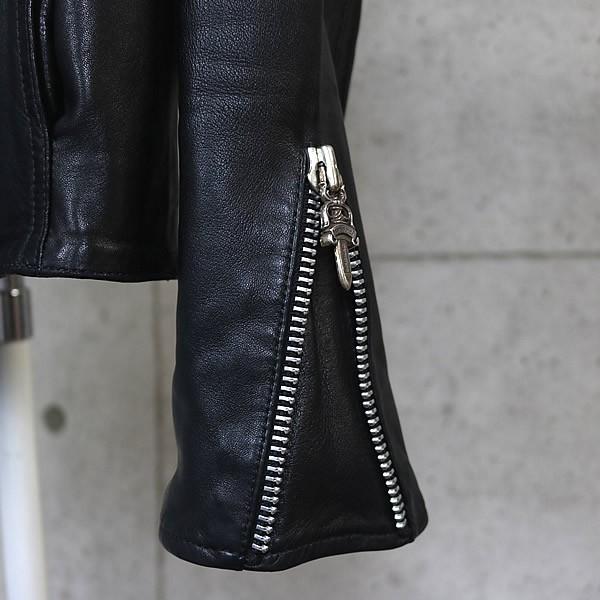 CHROME HEARTS 銀座店 クロムハーツ レーシング2 シングル ライダース ジャケット レザー メンズ シルバー size:S 黒 ...