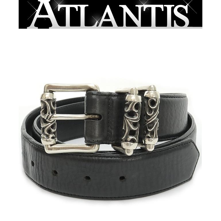 CHROME HEARTS 銀座店 クロムハーツ 3PC ローラーベルト レザー メンズ シルバー SV925 size:34 黒 99283 ...