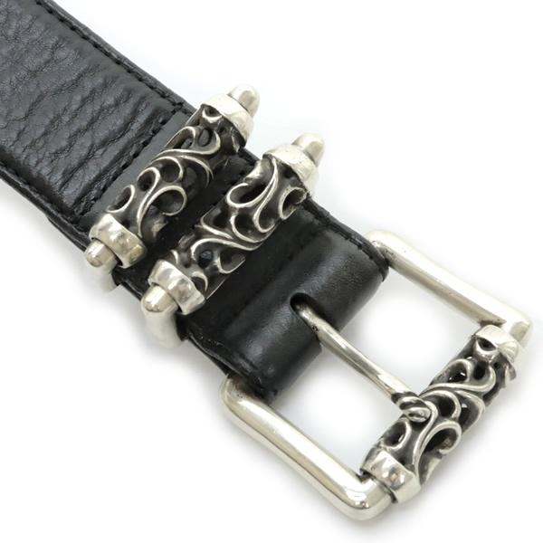 CHROME HEARTS 銀座店 クロムハーツ 3PC ローラーベルト レザー メンズ シルバー SV925 size:34 黒 99283 ...