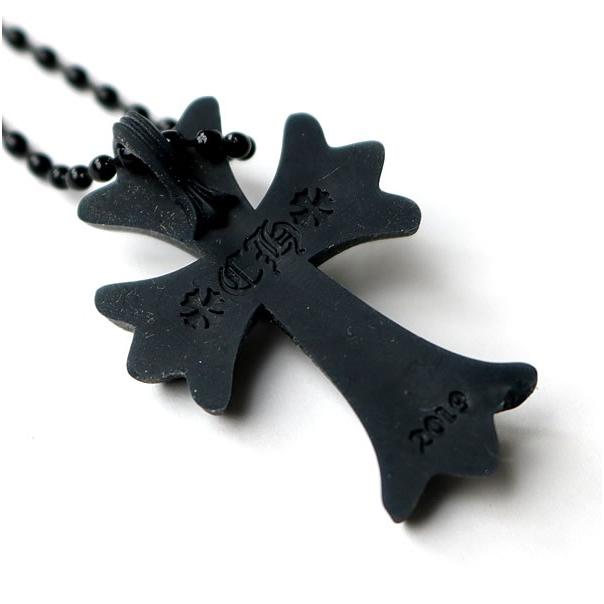 CHROME HEARTS 銀座店 クロムハーツ スモールCHクロス シリコンラバー ネックレス メンズ ボールチェーン 黒 99448 ...