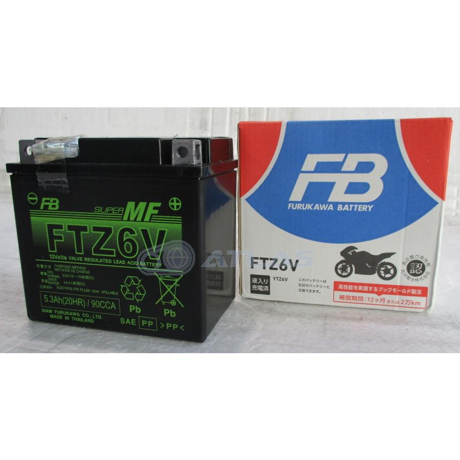 古河電池 バイク バッテリー FURUKAWA BATTERY FTZ6V 液入り充電済み メーカー1年保証 GTZ6V YTZ6V ...