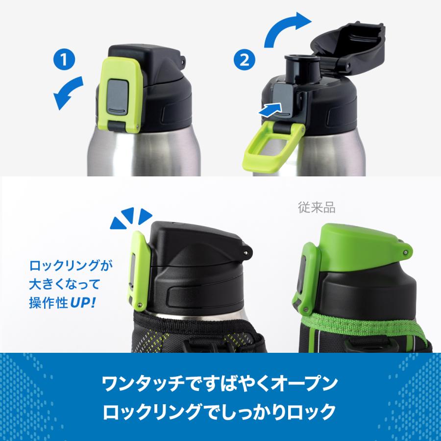 水筒 800ml 保冷 真空断熱 ステンレス 軽量 ワンタッチ ダイレクトボトル 直飲み 広口 ポーチ付き 子供 部活 スポーツ アクアージュ アトラス ADBT-802S : adbt ...