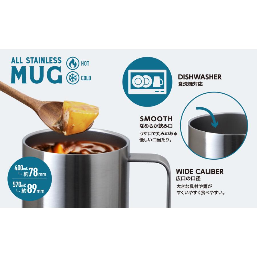 WENS マグカップ 570ml 保冷 真空断熱 ステンレス マグ 食洗器対応 軽量 マット仕上げ アウトドア キャンプ 登山 トレッキング シルバー アトラス ASMS-570MT ...