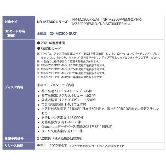 三菱 DX-MZ300-SU21 MITSUBISHI 三菱カーナビゲーションシステム 地図更新ソフト NR-MZ300シリーズ 2021年度 ...