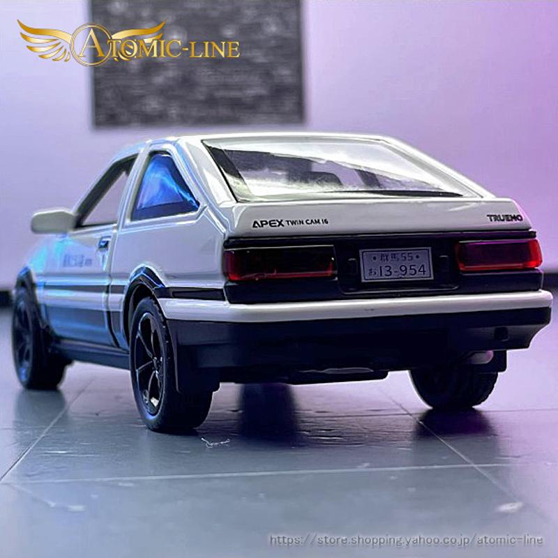 トヨタ AE86 SPRINTER トレノ 1/36 ミニカー 合金モデル ライト点灯 エンジンサウンド 模型 イニシャルD : ATOMIC ...