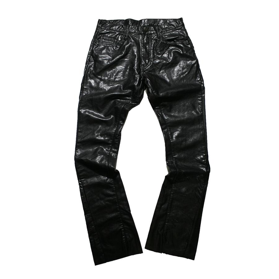 ミニマル mnml B169 LEATHER デニム パンツ フレアカット ブーツカット レザー ブラック 黒 FLARE DENIM Black :21ML-AW224D ...