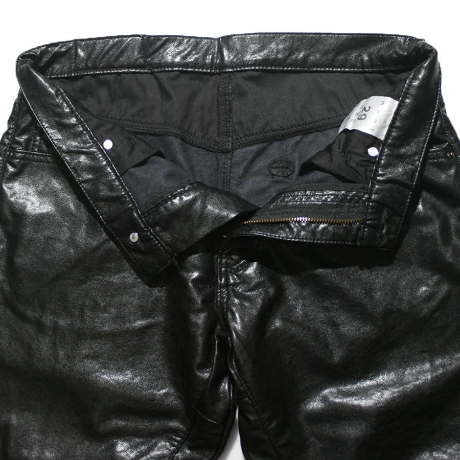 ミニマル mnml B169 LEATHER デニム パンツ フレアカット ブーツカット レザー ブラック 黒 FLARE DENIM Black :21ML-AW224D ...