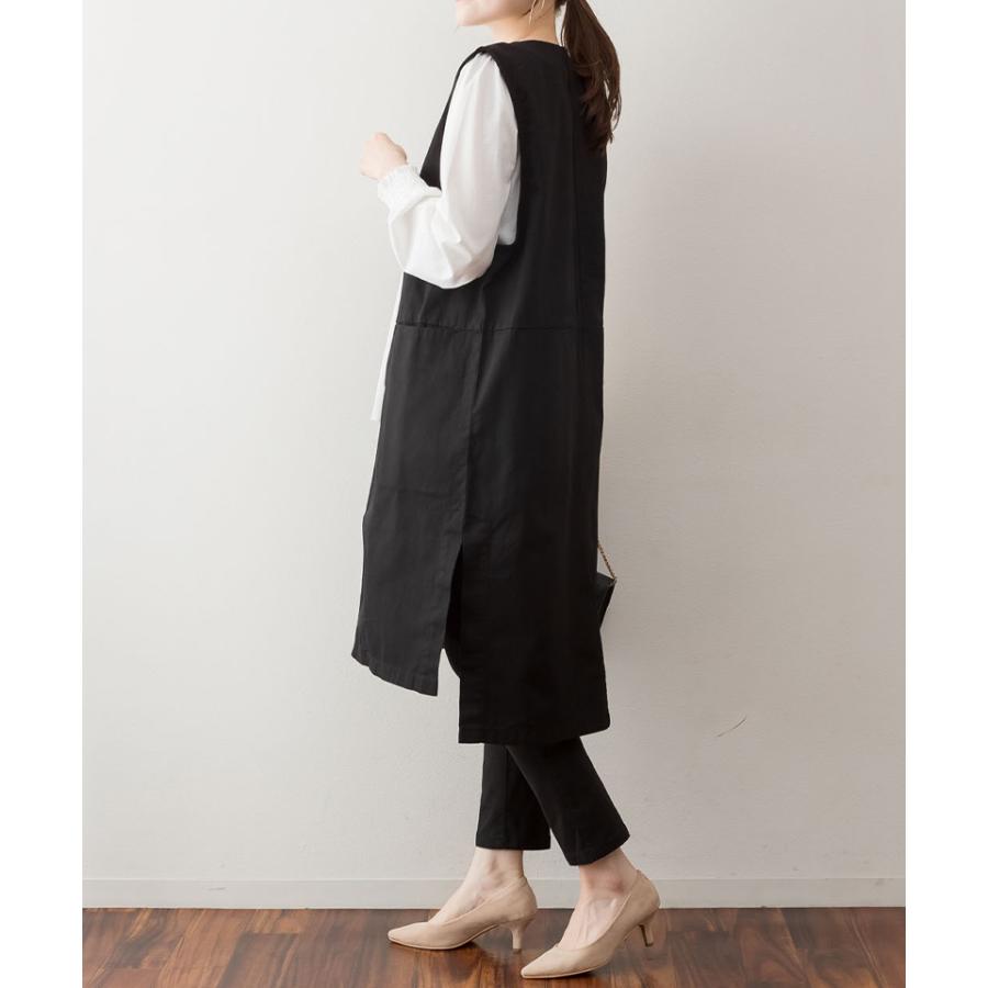 atONE ベスト ノースリーブ ジレ ツイル ロング レディース 大きいサイズ 黒 ブラック ベージュ カーキ : atONE - 通販 - Yahoo!ショッピング