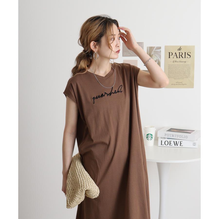 atONE ワンピース Tシャツ 半袖 フロント刺繍 Vネック カットワンピース レディース ワンマイル カジュアル : atONE - 通販 - Yahoo!ショッピング