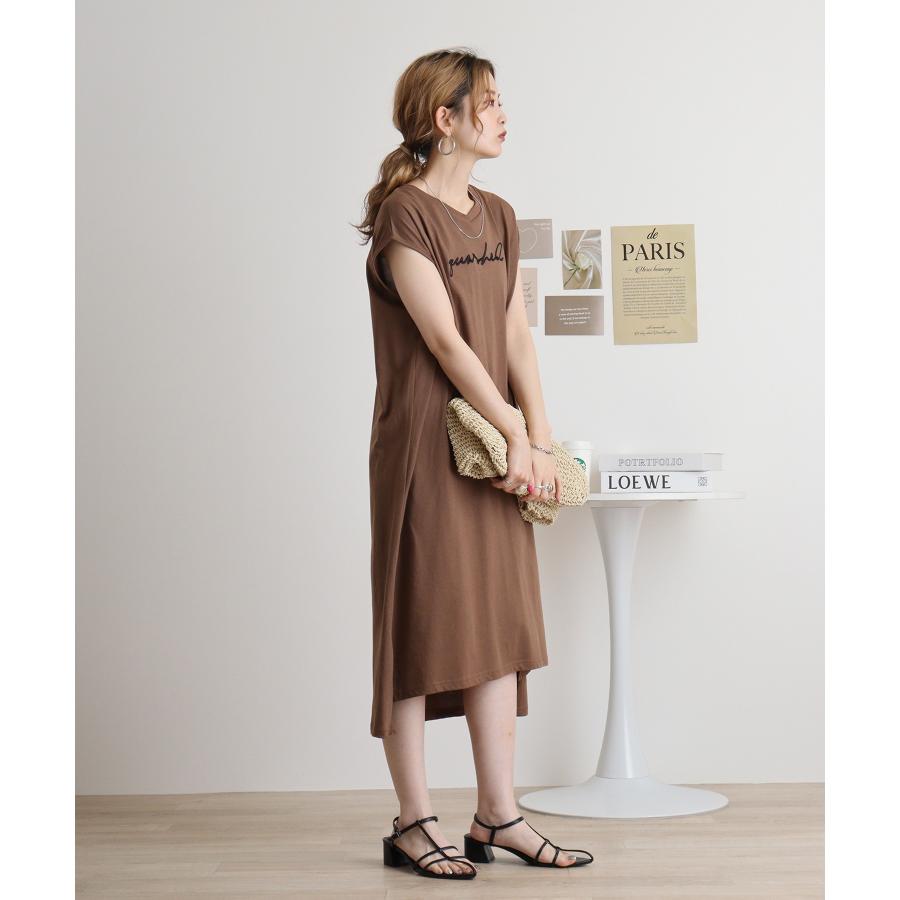 atONE ワンピース Tシャツ 半袖 フロント刺繍 Vネック カットワンピース レディース ワンマイル カジュアル : atONE - 通販 - Yahoo!ショッピング