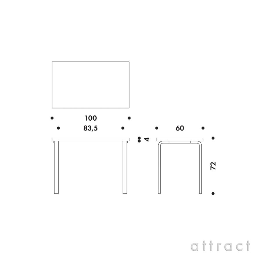 artek Artek アルテック TABLE 80B テーブル サイズ：100×60cm 厚み 4cm カラー：3色 デザイン：アルヴァ・アアルト : アトラクト - 通販 - Yahoo ...