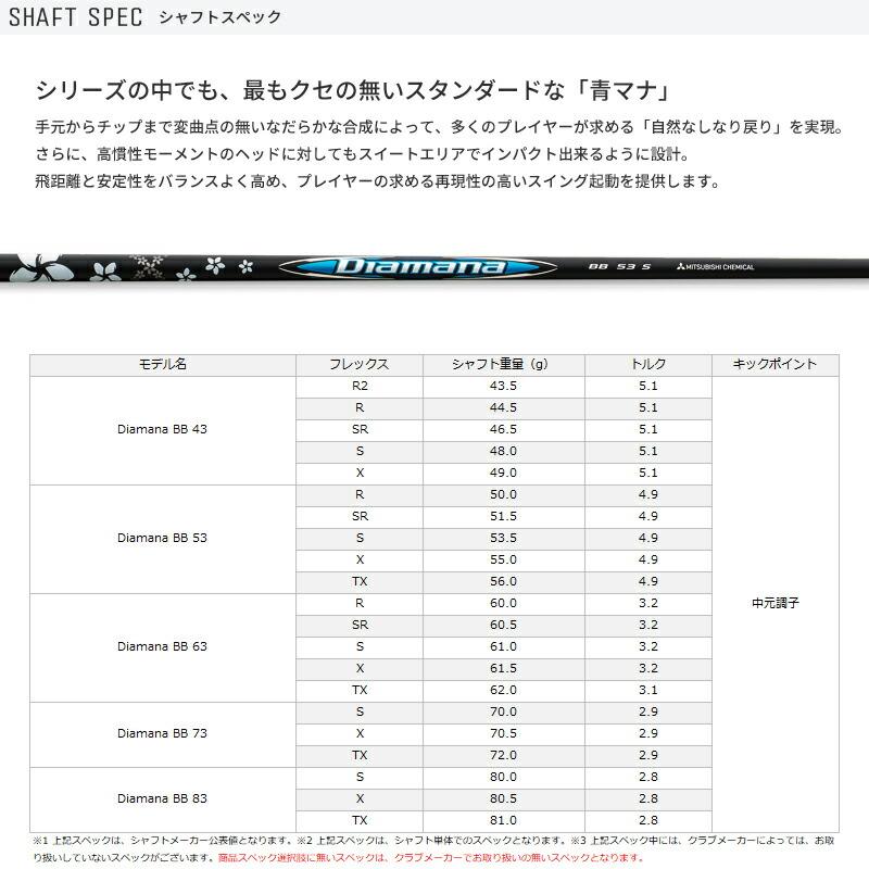 BRIDGESTONE（ブリヂストン） カスタム ドライバー用スリーブ付きシャフト 三菱ケミカル Diamana BB ディアマナ WB B1ST B2HT#B1 B2 : アトラクトゴルフ ...