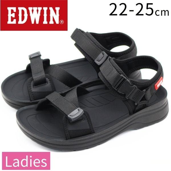 EDWIN エドウィン サンダル レディース 靴 スポーツサンダル 黒 ブラック 軽量 軽い 厚底 スポサン 疲れない カジュアル 社内履き オフィス EW-5223 : 靴のニシムラ ...