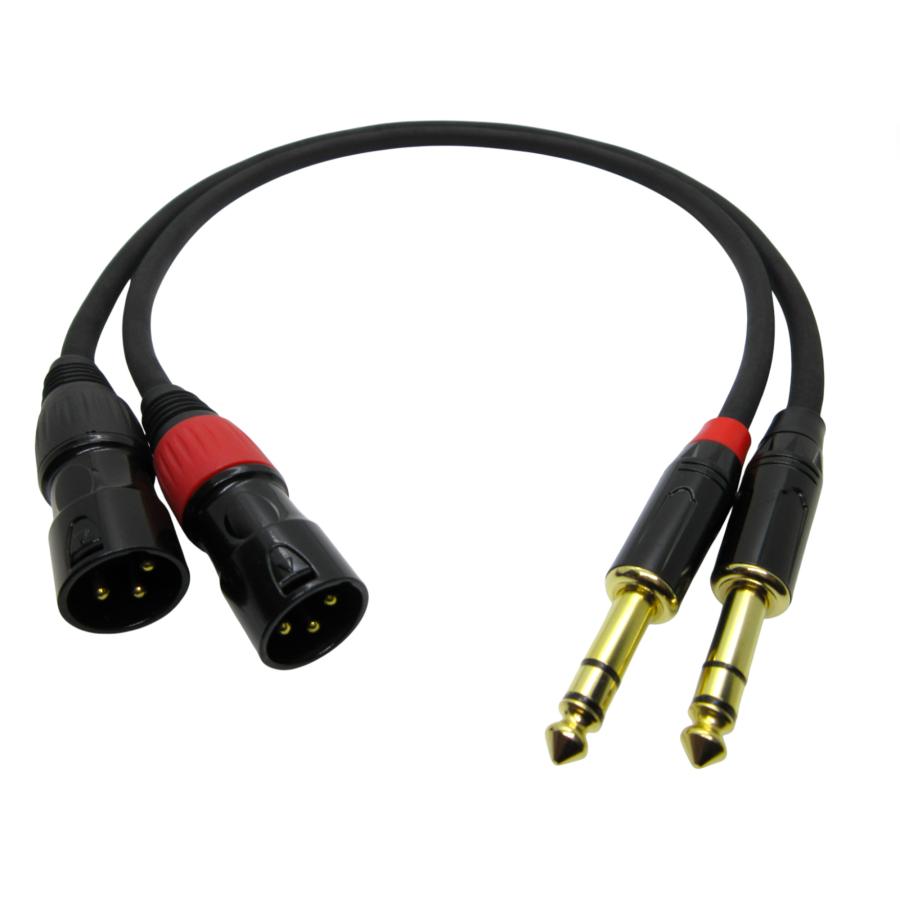 XLR-TRSフォンケーブル 2本1セット | ケーブル：BELDEN ベルデン 8412 プラグ：generic 黒 (長さ選択可0.5m~10m)(XLR:オス/メス選択可 ...