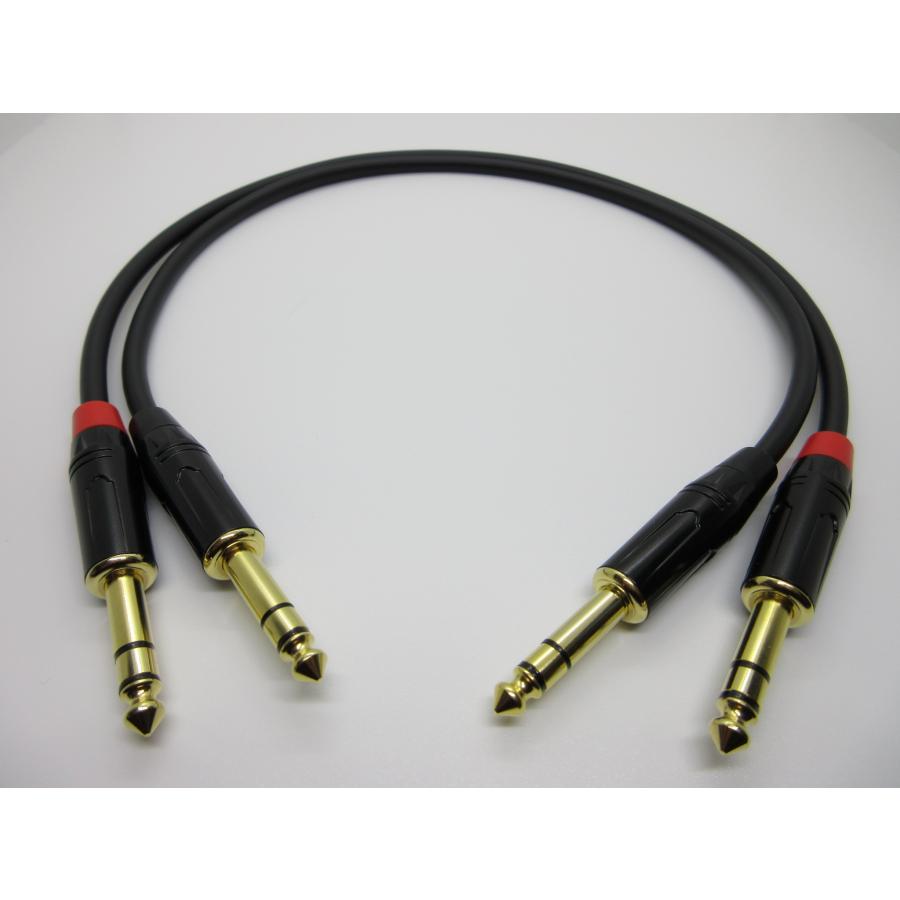 TRSフォンケーブル 2本1セット | ケーブル：CANARE カナレ L-2T2S | プラグ：generic 黒 (長さ選択可0.5m~10m) : l-2t2strsgeb ...