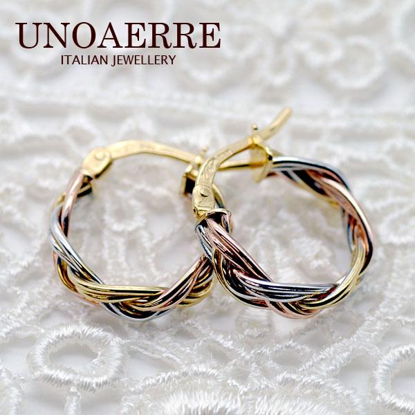 UNOAERRE ウノアエレ【UNOAERRE】K18スリーカラーゴールド フープピアス 30160#2688 : ジュエリーAUGUST MOON - 通販 - Yahoo!ショッピング
