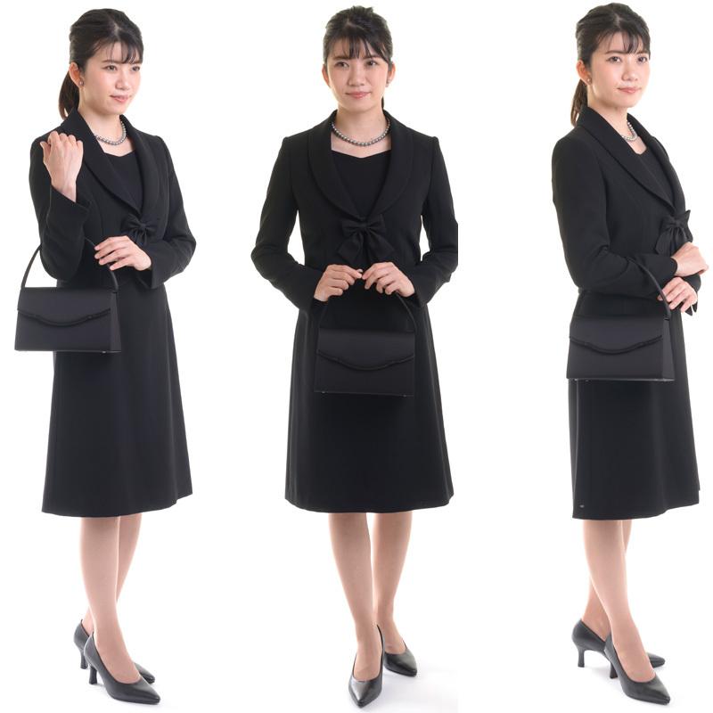 [アウローラ] ブラックフォーマルバッグ 日本製 ツインリボン はっ水 撥水 大きめ 黒 慶弔両用 弔事 葬儀 おしゃれ お葬式 お通夜 入学式 (A) aurora ブラック フォーマルバッグ 日本製 ツインリボン はっ水 撥水