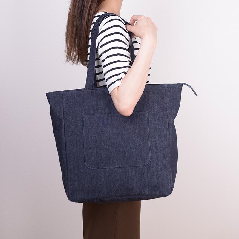 aurora(ファッション) 岡山デニムトートバッグ 日本製 A4 肩掛け ファスナー付 マザーズバッグ レディース 女性 男女兼用 : アウローラ フォーマル Yahoo!店 - 通販 ...