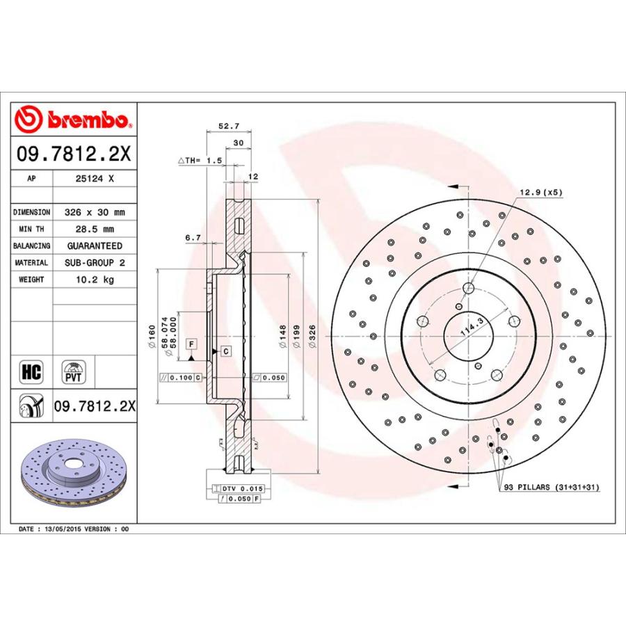 brembo ブレンボ エクストラブレーキローター 1台分セット インプレッサ GVB H19.11〜 WRX STI Brembo :brembo-02-0204-01-r-x-set ...