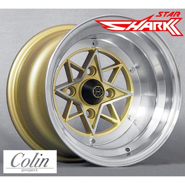 [COLIN PROJECT] 旧車ホイール 1本 STAR SHARK (スターシャーク) 復刻版 GOLD 14×8.0J 4H ...
