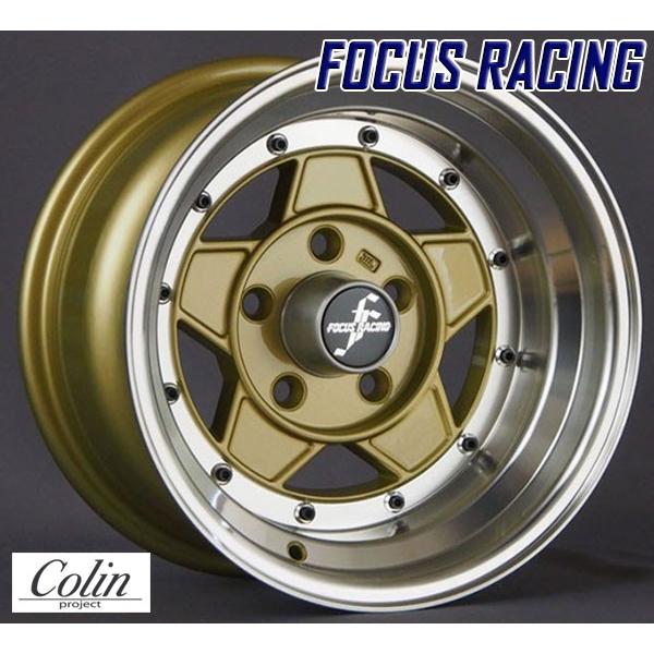 [COLIN PROJECT] 旧車ホイール 1本 フォーカスレーシング ファイブ ゴールド 14×8.0J 5H PCD114.3 -13 ...