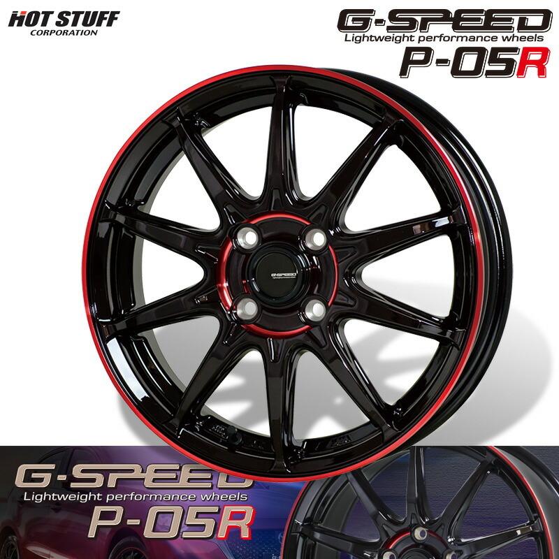 HOTSTUFF Gスピード P-05R 16×6.0J 4H PCD100 +45 ブラック＆レッドクリア (BK/RED) : hotstuff-wheel-gs-p05r-0007 ...