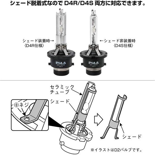 PIAA HL664 ヘッドライト HIDバルブ D4S 6600K 蒼白 2400lm デイズルークス B21A H26.2〜R2.2 ハイウェイスター フォグにリング無 D4S/H16 ...
