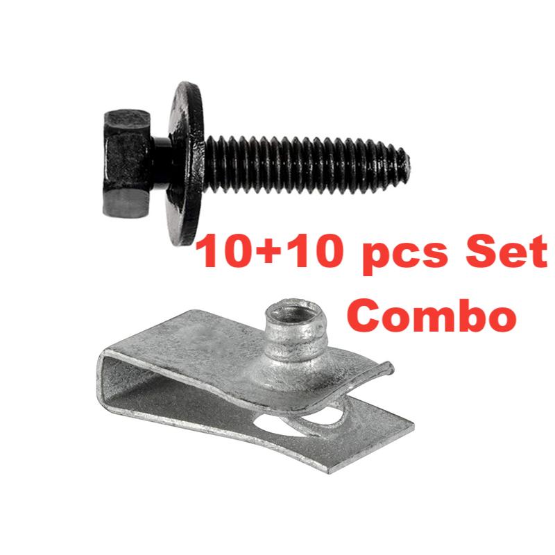 フロント バンパー アウター フィルターUナットM6x1.0 + ヘッドボルト 10 セット GMに適合 純正品番 :11515638 ...