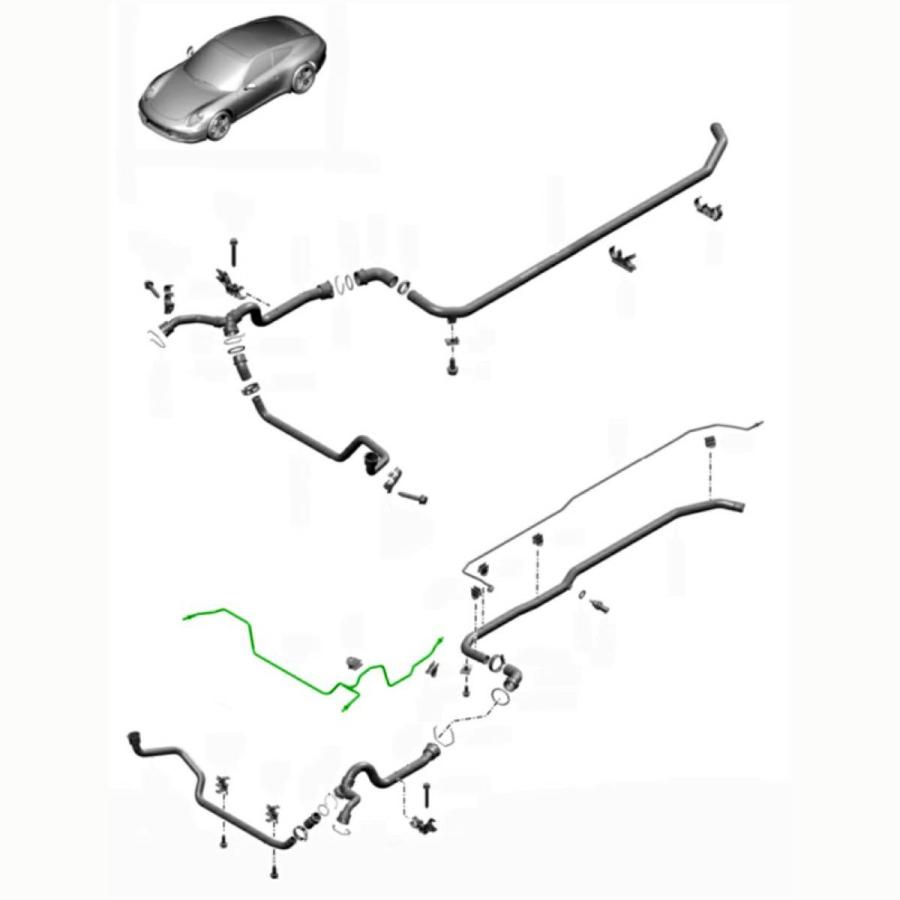 【ポルシェ純正】ポルシェ 991(911)／718(982)ケイマン・ボクスター クーラント オーバーフロー ホース 99110676703 ...