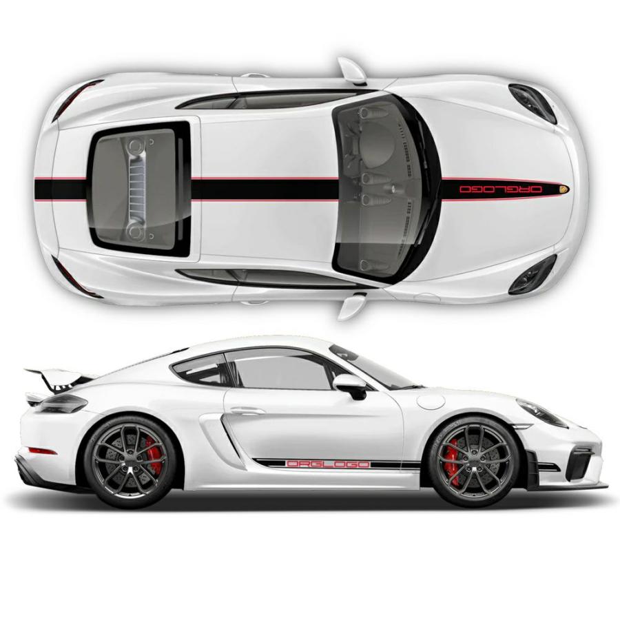 ポルシェ ボクスター/ケイマン カスタマイズ トップ&サイド RACING デカール デュアルカラー セット 718(982) モデル ...