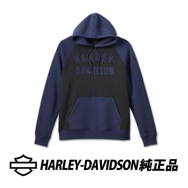 Harley Davidson ハーレーダビッドソン 純正 ステープルラグランパーカー Sサイズ 切り返し ブラック 96523-23VM ...