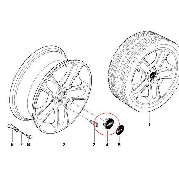 ミニ 純正 ホイール センターキャップ R50 R52 R53 R55 R56 R57 R58 R60 36131171069 直径約54mm ...