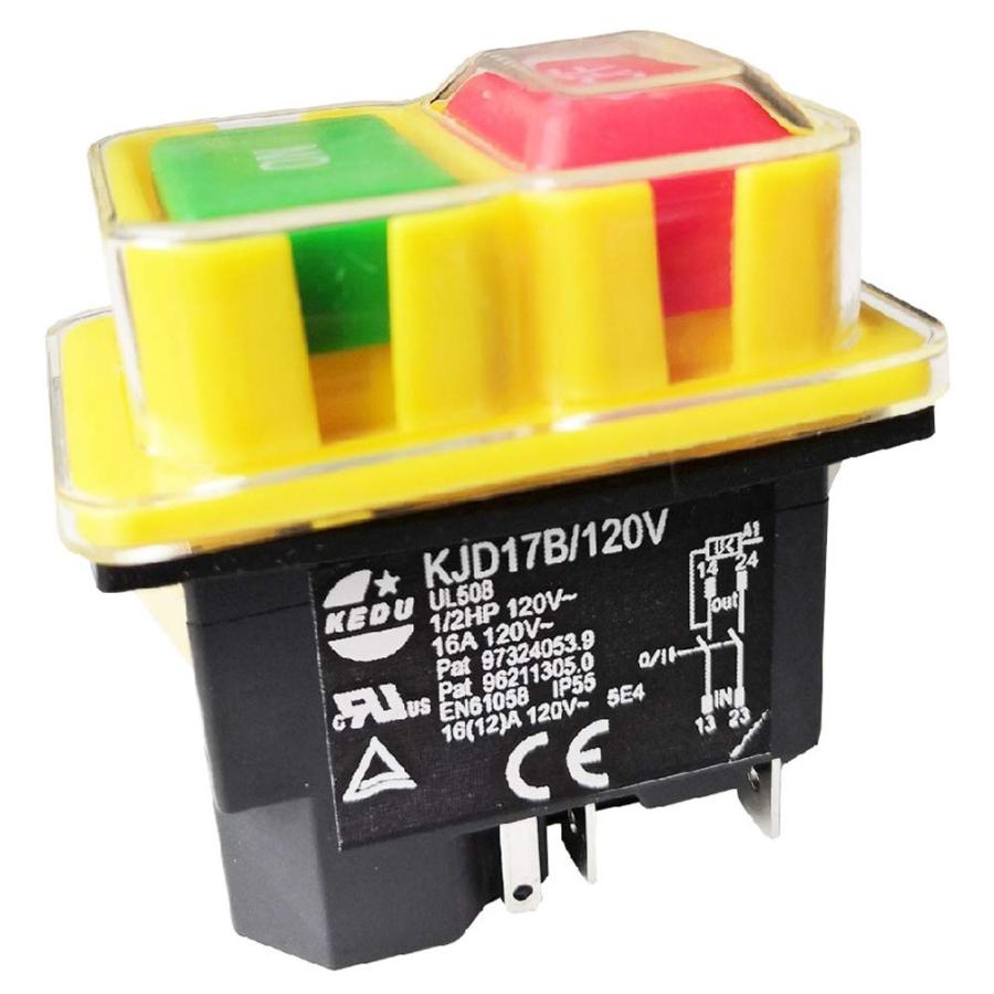 KEDU KJD 17 B 120 V 16/12 A 5ピン防水電磁スイッチON OFF電動工具押しボタンスイッチ停電・過電圧保護付 ...