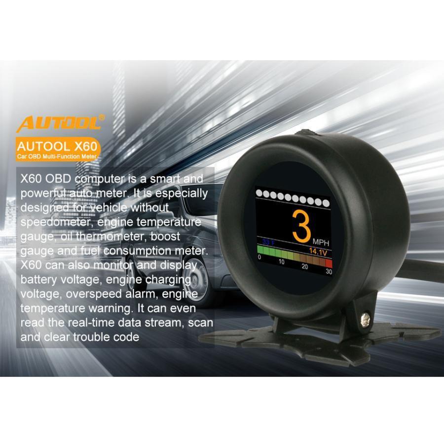 AUTOOL X60 OBD 計 OBD 2 HUD デジタル温度計デジタル電圧スピードメーター表示メーターアラーム水領収発行可 : p21090356de92 : アバンティプラウド ...