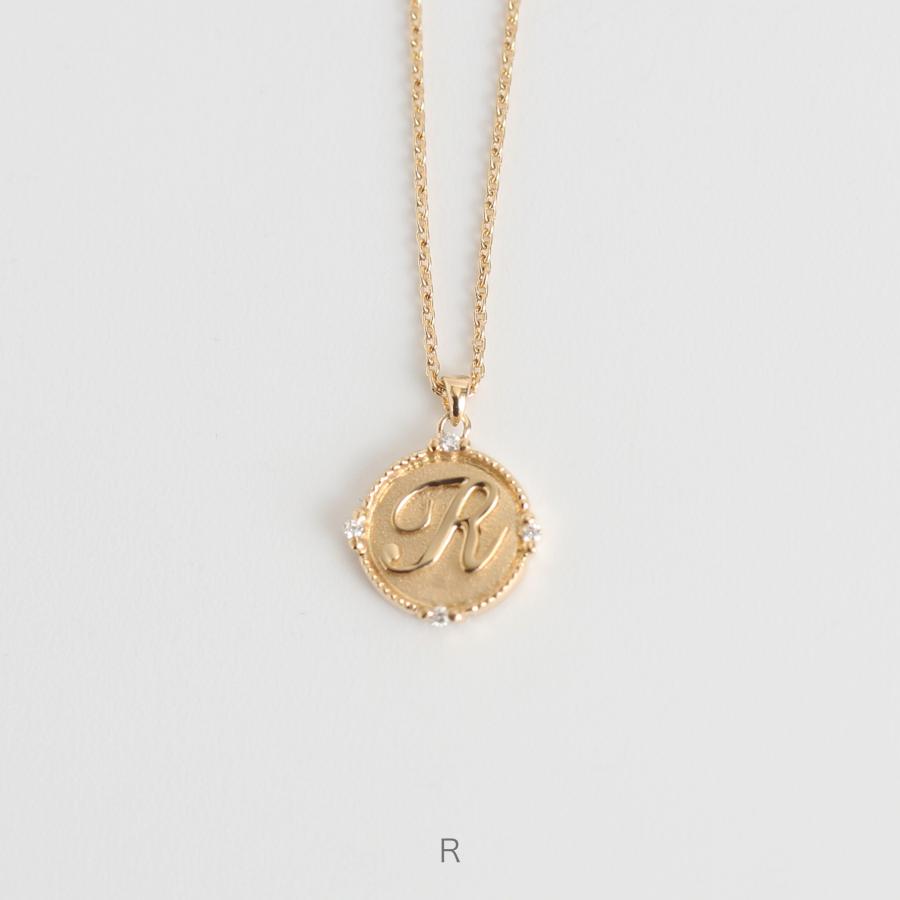 Avaron イニシャル コイン ダイヤモンド ネックレス レディース Avaron イニシャル コイン ダイヤモンド ネックレス レディース