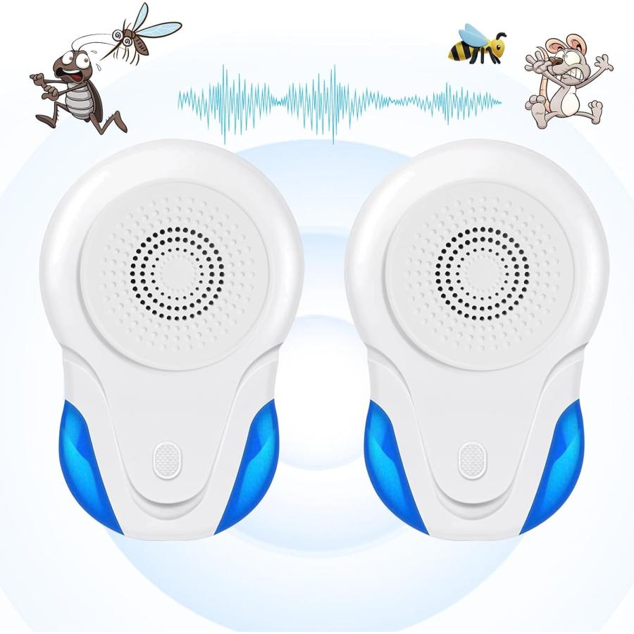 2個セット ネズミ 駆除 超音波 ネズミ駆除器 ゴキブリ対策 虫除け 害虫駆除 撃退 子供やペットに安心 超音波式 害虫駆除機 AGT-07 ...