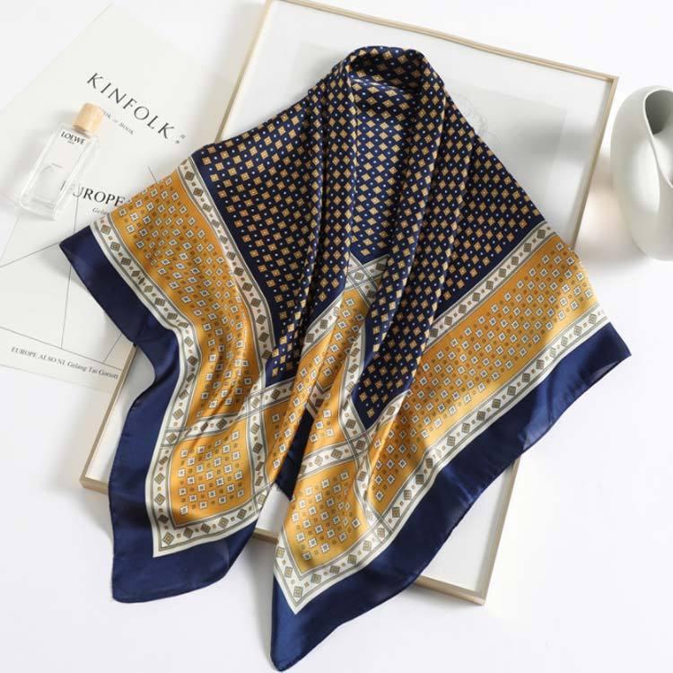大判 正方形 スカーフ 90cm 総柄 柄 レディース ストール シルク調 ハンダナスカーフ ヘアクセサリー バッグチャーム バッグスカーフ ...