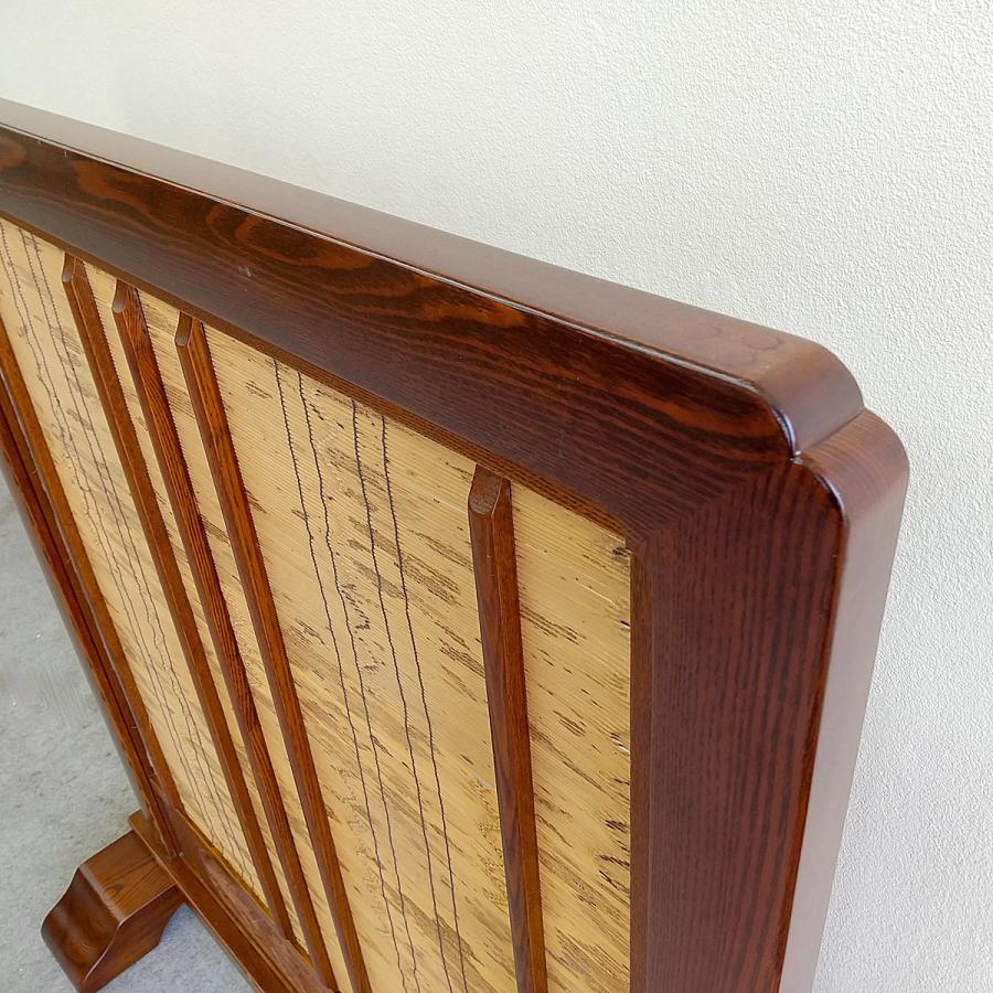 [awa]★展示品 現品限り★国産品 高級和風衝立 パーティション 近江八景ランマ入り 紋竹 ケヤキ色 天然木シオジ無垢材 40DXアール 62-66 : あわじたんす - 通販 ...