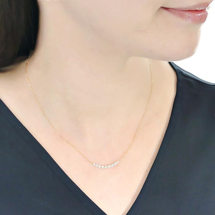 K18 YG WG PG 0.30ct ライン ダイヤモンド ネックレス 送料無料 人気 ペンダント 18金 18k 定番 ホワイト イエロー ピンク 0.3ct グラデーション ...