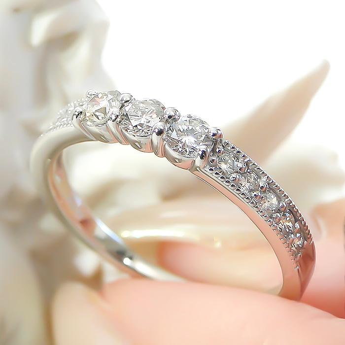 プラチナ ダイヤモンド 0.4カラット リングPt900 エタニティ 0.4ct レディース ジュエリー 指輪 ダイヤ ダイア ギフト プレゼント ミル打ち 送料無料 ber0406 ...
