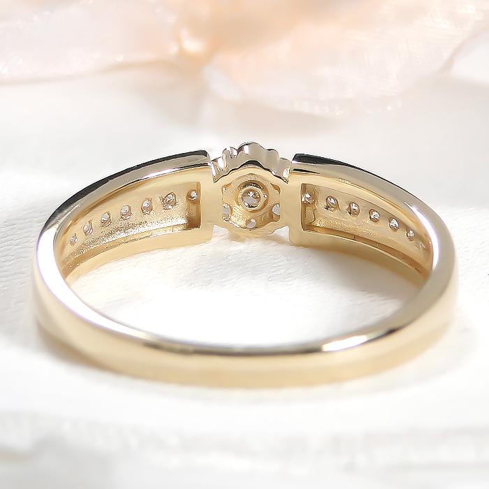 ゴールド K18 YG PG WG ダイヤモンド フラワー リング 0.2ct 送料無料 ダイヤ 18金 18k 定番 花 0.2カラット 人気 デイリー ber0412 ...