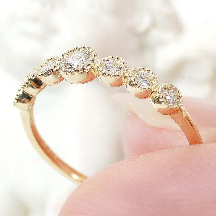 K18 YG PG WGダイヤモンド リング 0.2ct 送料無料 レディース ジュエリー アクセサリー 指輪 ギフト プレゼント ミル打ち ゴールド 18金 アンティーク ber0437 ...