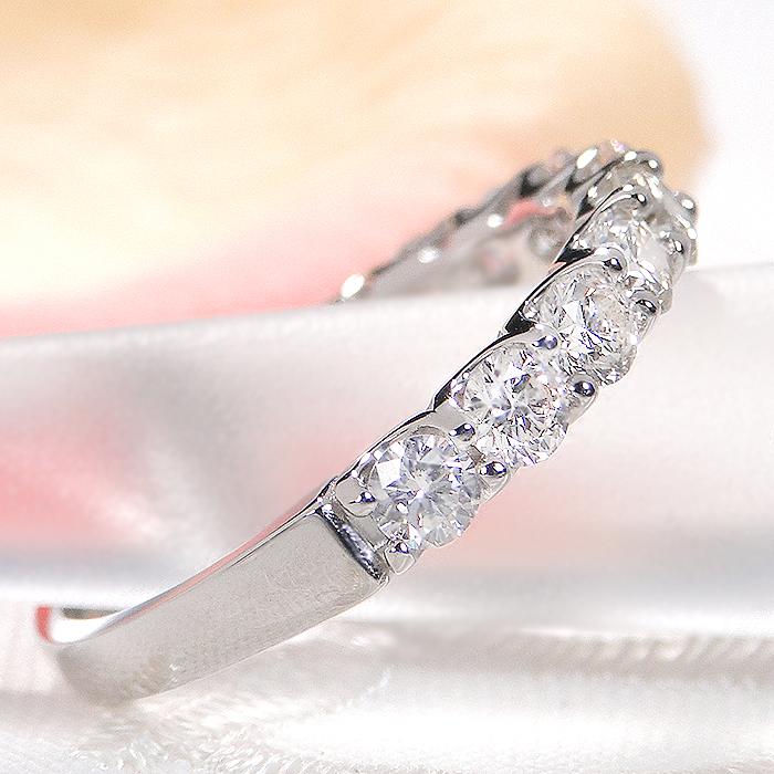 Pt950 1.00ct ダイヤモンド ハーフ エタニティ リング 送料無料 プラチナ 婚約 結婚 指輪 1カラット エンゲージ ブライダル エタ 1ct シンプル 定番 ber0444 ...